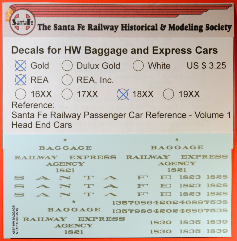 HO Decals – 18XX Series HW Baggage & Express Cars, Gold REA – The Santa ...