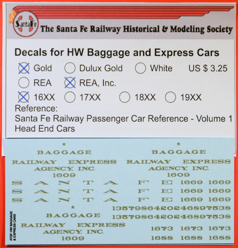 HO Decals – 16XX Series HW Baggage & Express, Gold REA, Inc. – The ...