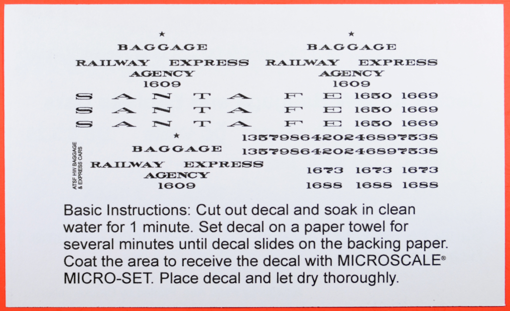HO Decals – 17XX Series HW Baggage & Express, White REA, Inc. – The ...